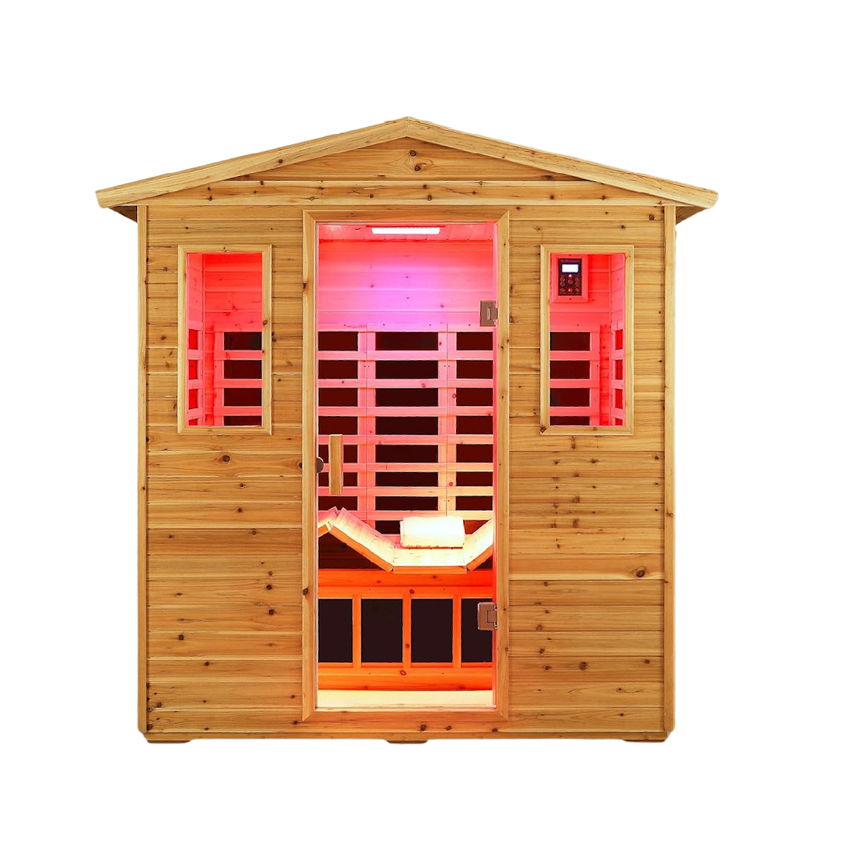 3-Person Outdoor Infrared Sauna with photobiomodulation, Foldable Benc ...